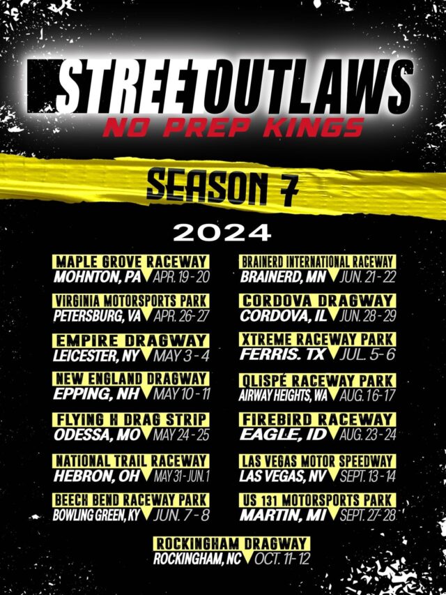 JUST RELEASED! Official Street Outlaws No Prep Kings Season 7 Schedule ...